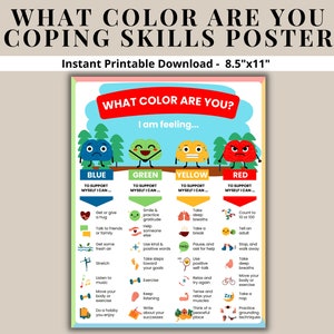 Feelings Emotions Coping Skills Printable Poster Bundle | Etsy