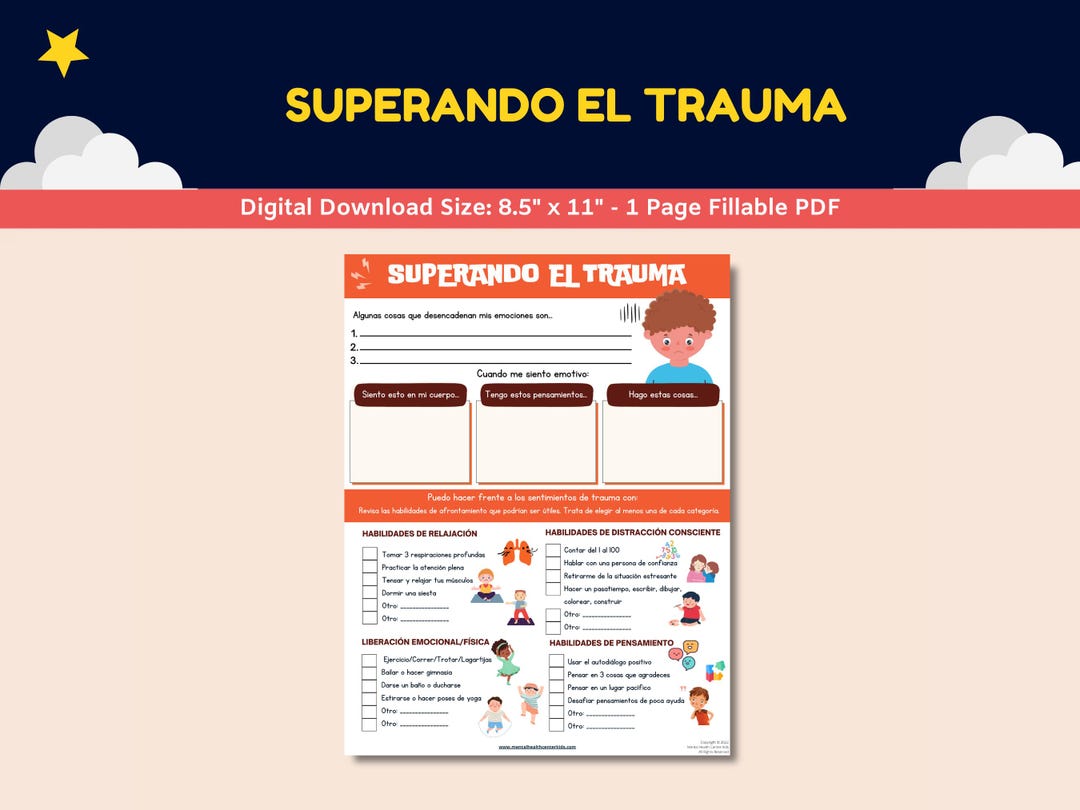 Spanish Trauma/ptsd Worksheet for Kids-teens - Superando El Trauma ...