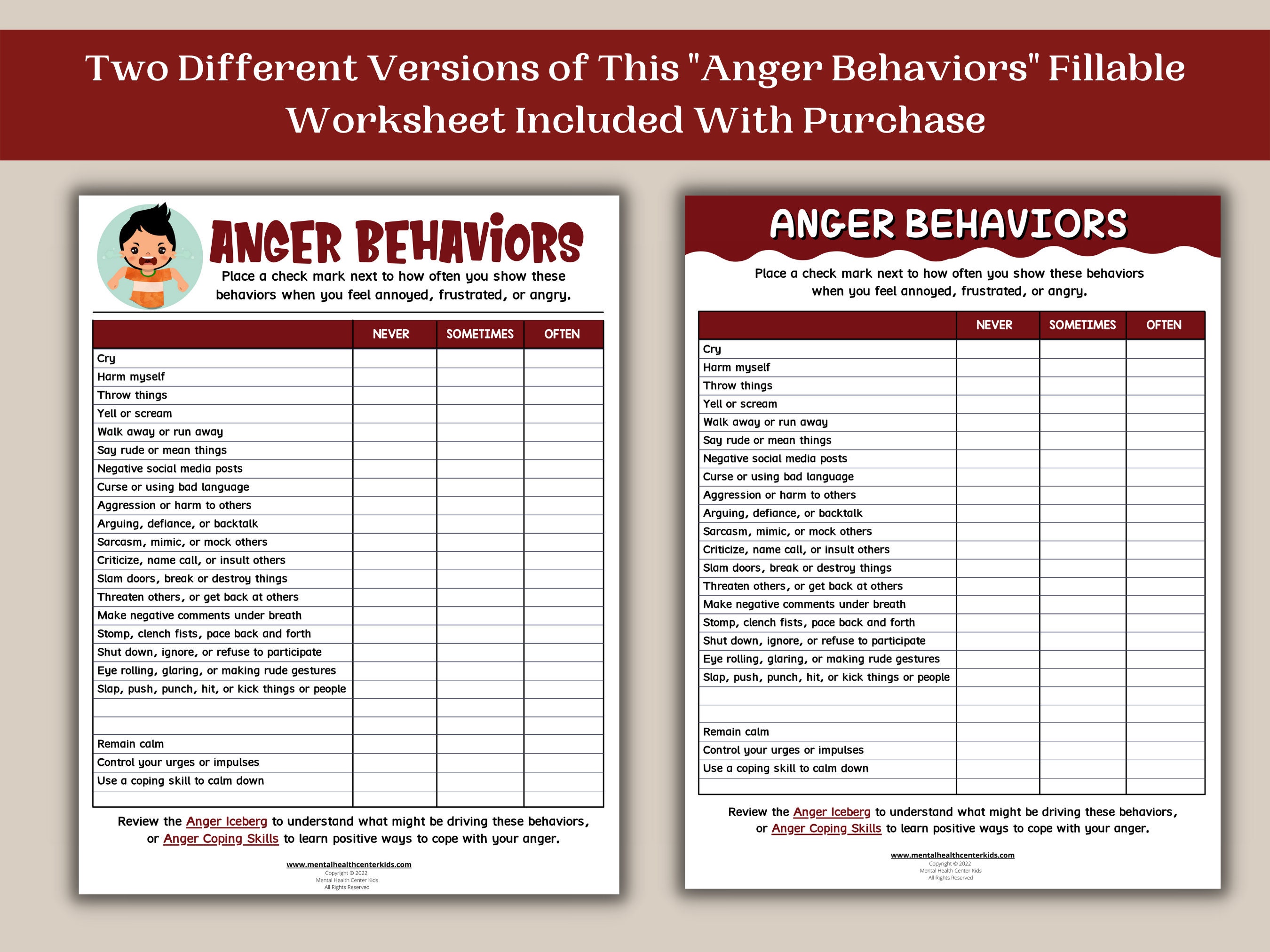 Anger Behaviors Worksheet Kids Teens Adolescents-anger - Etsy Australia