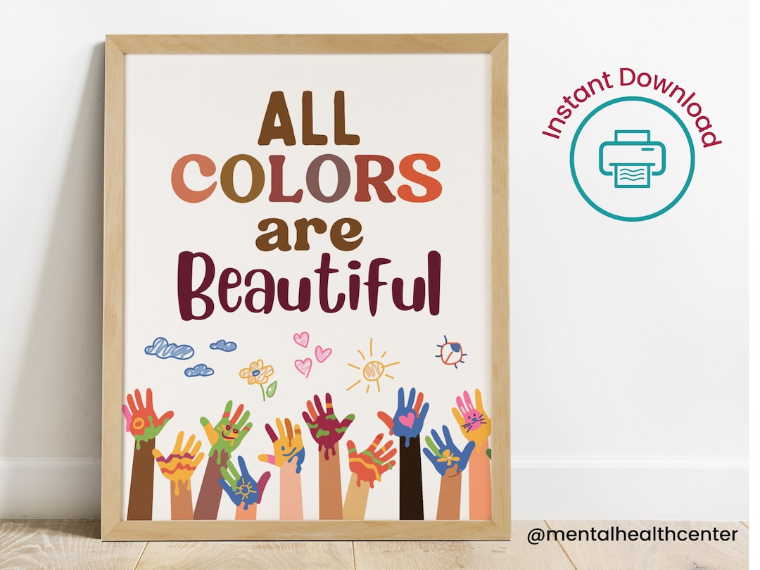 All Colors Are Beautiful Poster, Kids Diversity Classroom Decor ...