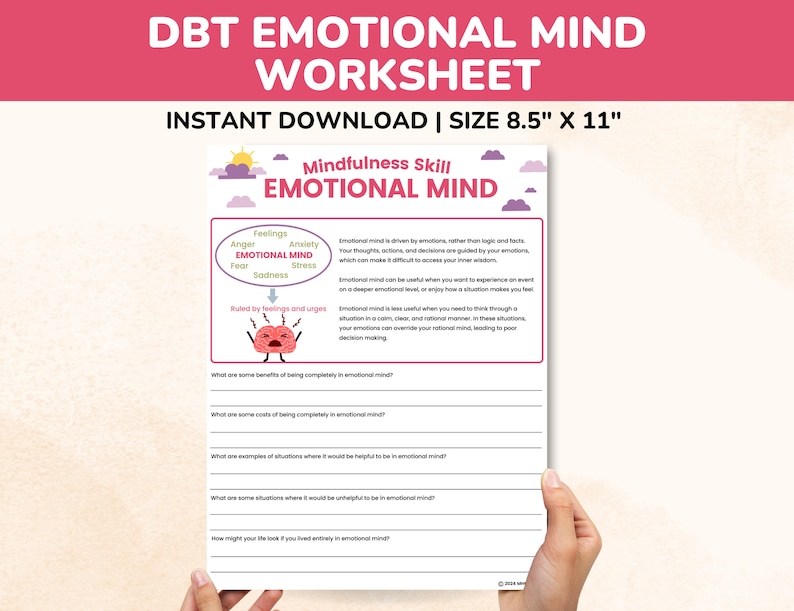 Wise Mind DBT Worksheets 5-pages-mindfulness Skills Pdf-kids-teens ...