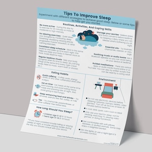 Tips to Improve Sleep Hygiene Printable Therapy Poster, Sleep Chart for ...