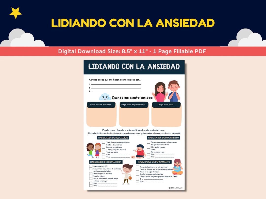 Spanish Anxiety Worksheet for Kids-teens - Lidiando Con La Ansiedad ...