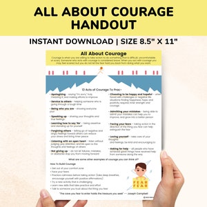 Courage Character Education for Kids Teens, Therapy Worksheets ...
