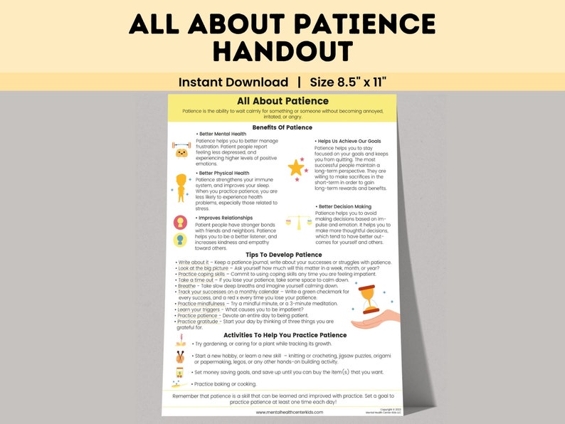 Patience Printable Poster PDF Character Education for Kids - Etsy