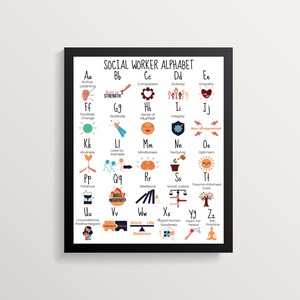 Social Worker Alphabet Social Work Gift Printable Poster ABC - Etsy