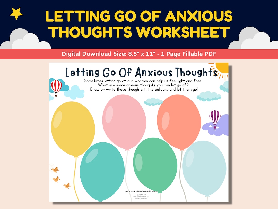 Anxiety Worksheet Kids Teens Therapy Mental Health PDF - Letting Go of ...