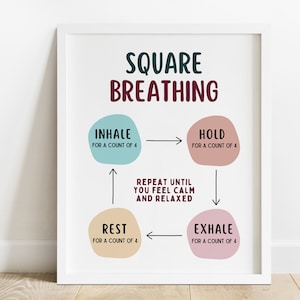 Box Breathing Exercise Poster-square Breathing Technique Kids-mindful ...