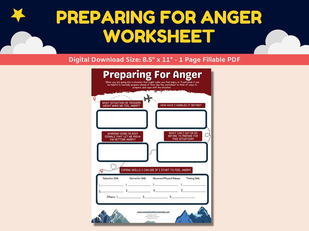 Anger Prep Worksheet for Kids Teens Child Adolescents - Anger ...