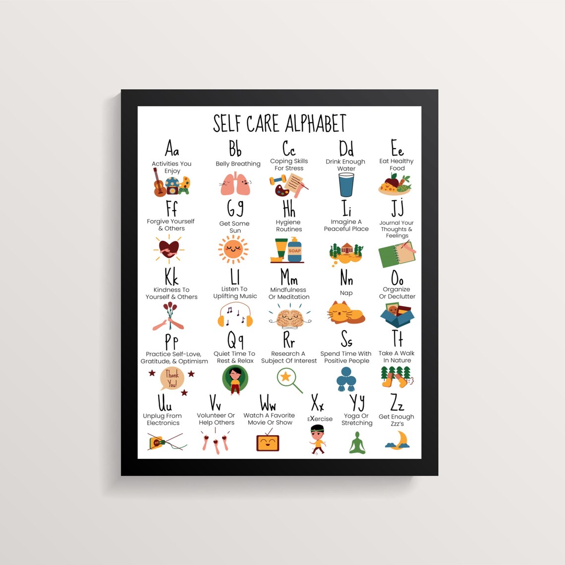 Self Care Coping Skills Alphabet Printable Poster ABC | Etsy