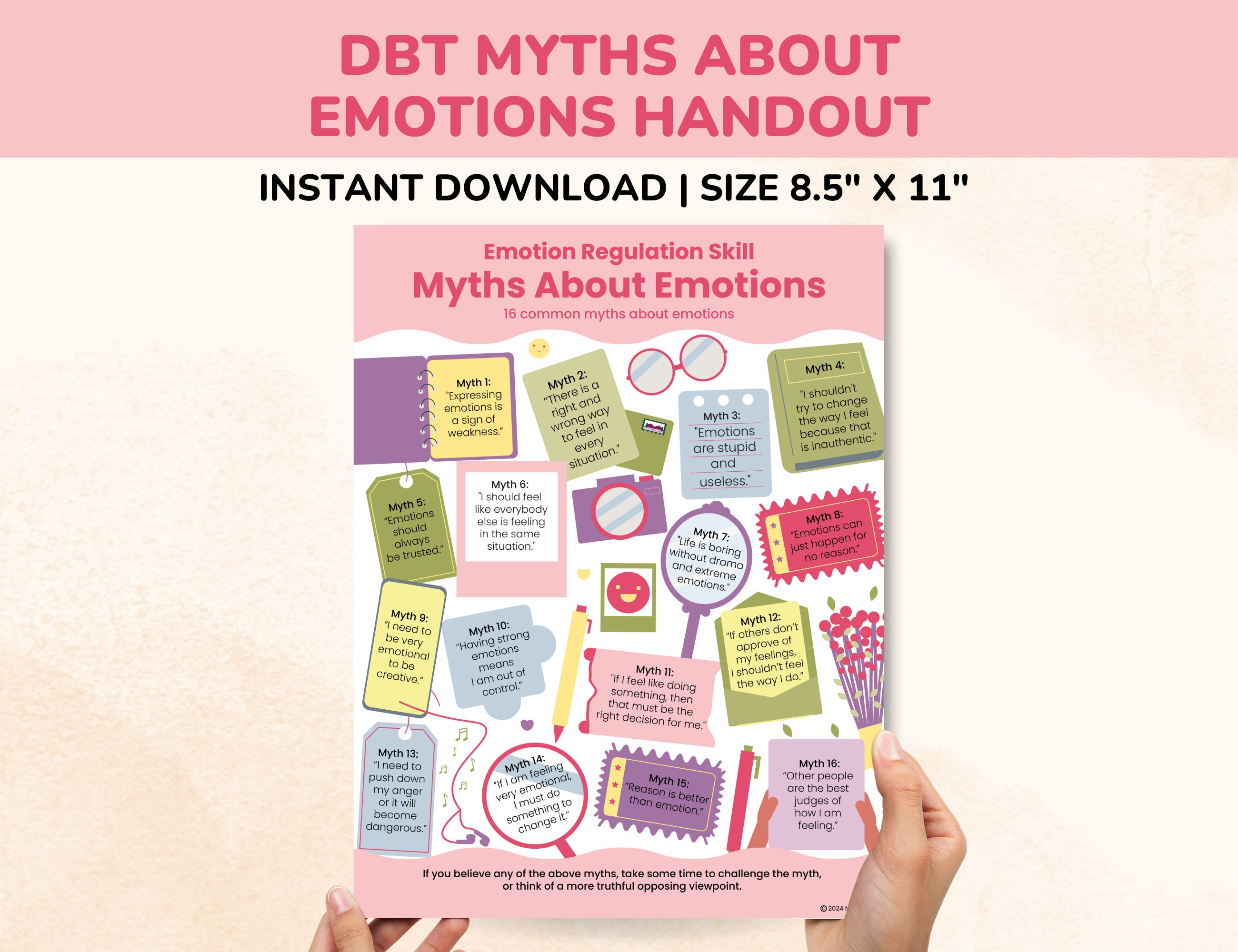 DBT Myths About Emotions Handout Interpersonal Effectiveness Skills PDF ...