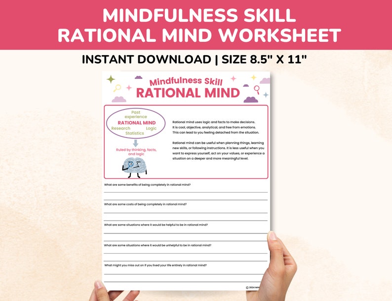Wise Mind DBT Worksheets 5-pages-mindfulness Skills Pdf-kids-teens ...