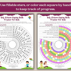 Self-esteem Coping Skills Tracker for Kids Fillable Worksheet Mental ...