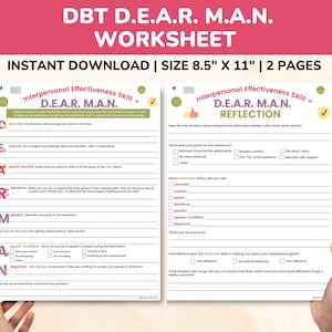 DBT DEAR MAN Worksheet 2-page Fillable Pdf-interpersonal Effectiveness ...