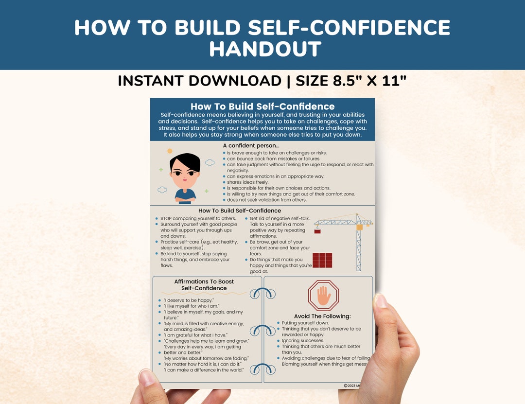 Self Confidence Poster for Kids Teens, Self Esteem Printable Activities ...