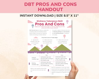 Pros and Cons - DBT Therapy - Distress Tolerance - Worksheet - Pastel ...