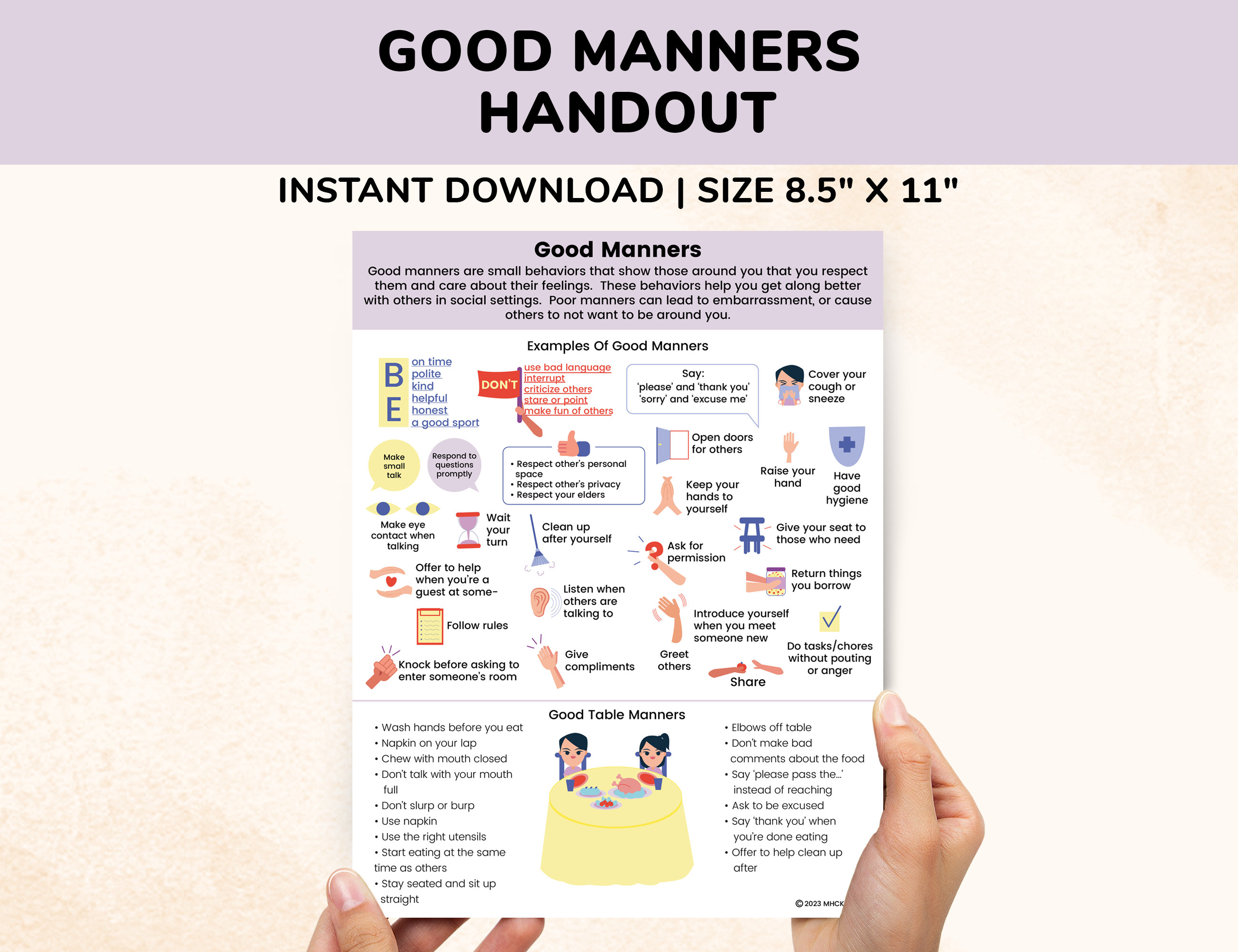 Good Manners And Right Conduct Chart