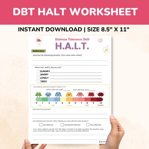 DBT HALT Acronym Worksheets 2-pages-hungry, Angry, Lonely, Tired ...