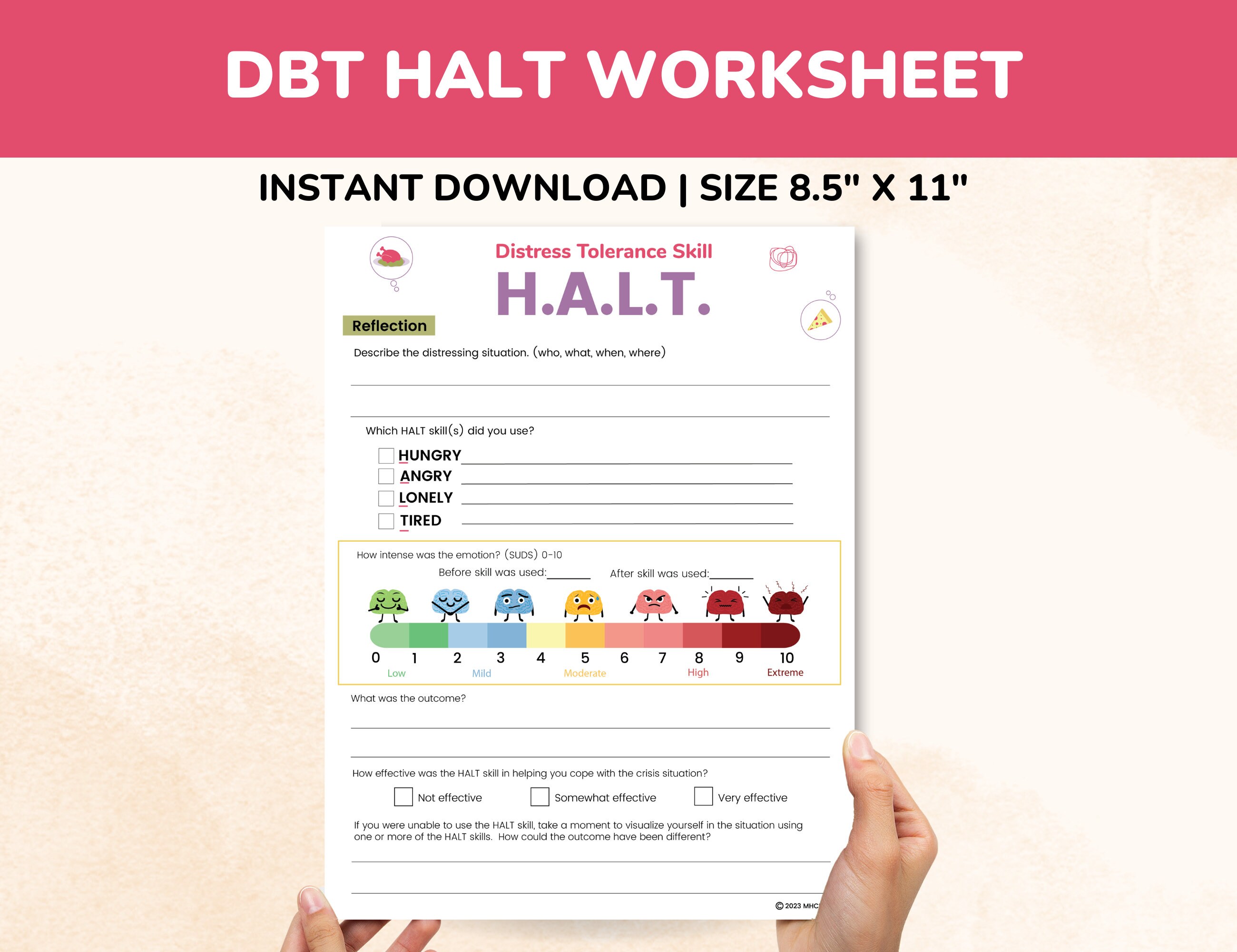 DBT HALT Acronym Worksheets 2-pages-hungry, Angry, Lonely, Tired ...