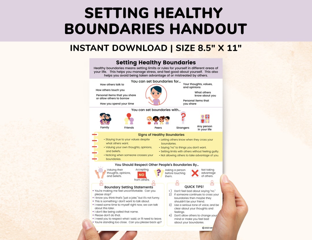 Boundaries Poster PDF for Kids Teens-social Skills Healthy Boundaries ...