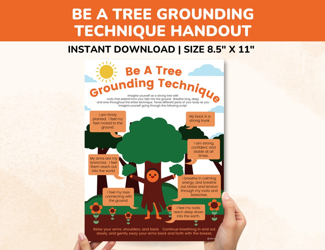 Grounding Exercise Poster for Kids - Be A Tree Mindfulness Grounding ...