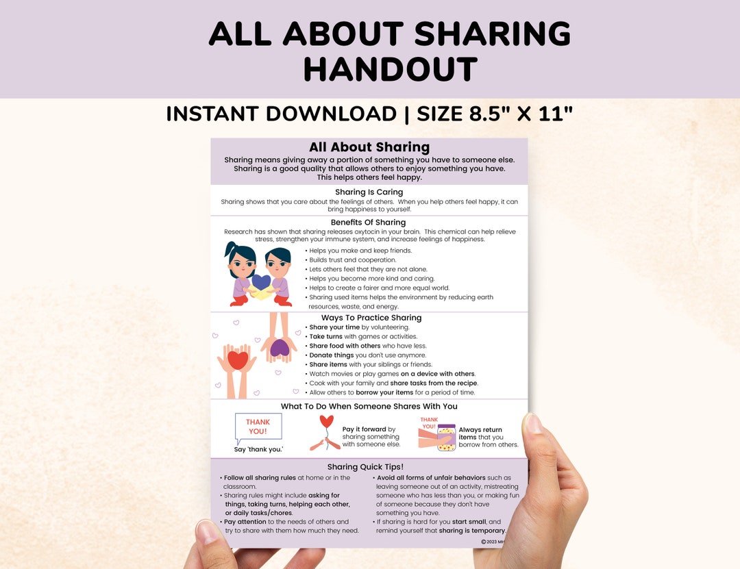 Sharing Social Skills Printable Poster Kids Teens-school Counseling ...