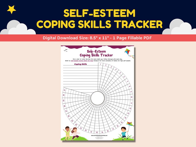 Self-esteem Coping Skills Tracker for Kids Fillable Worksheet - Etsy