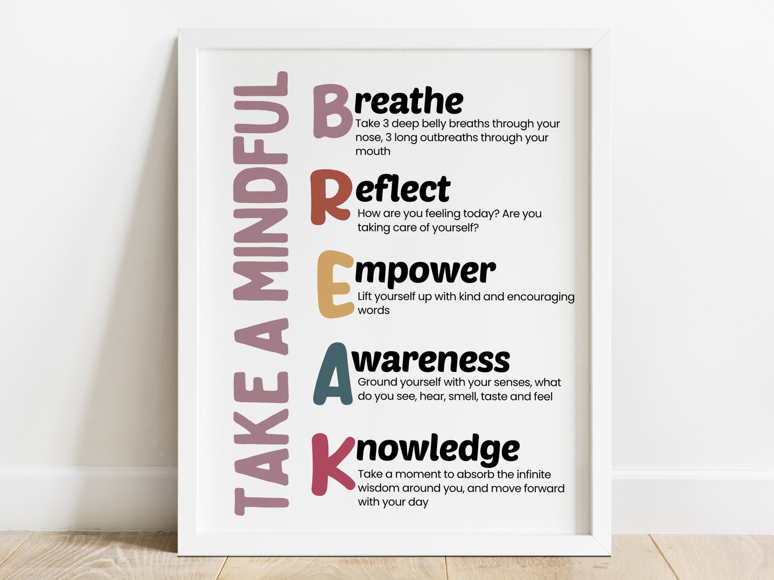 Mindfulness Self Care Check-in Mental Health Poster-therapy Office ...