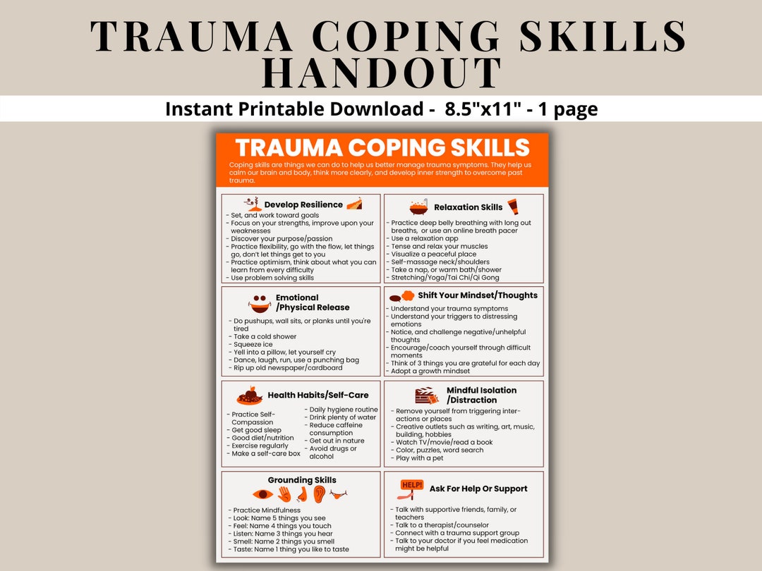PTSD Coping Skills Printable Trauma Coping Skills Poster PTSD - Etsy