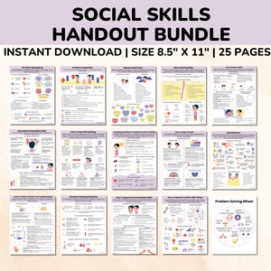 Social Skills Handout Bundle for Kids-teens-25 Pages-teacher Gift ...
