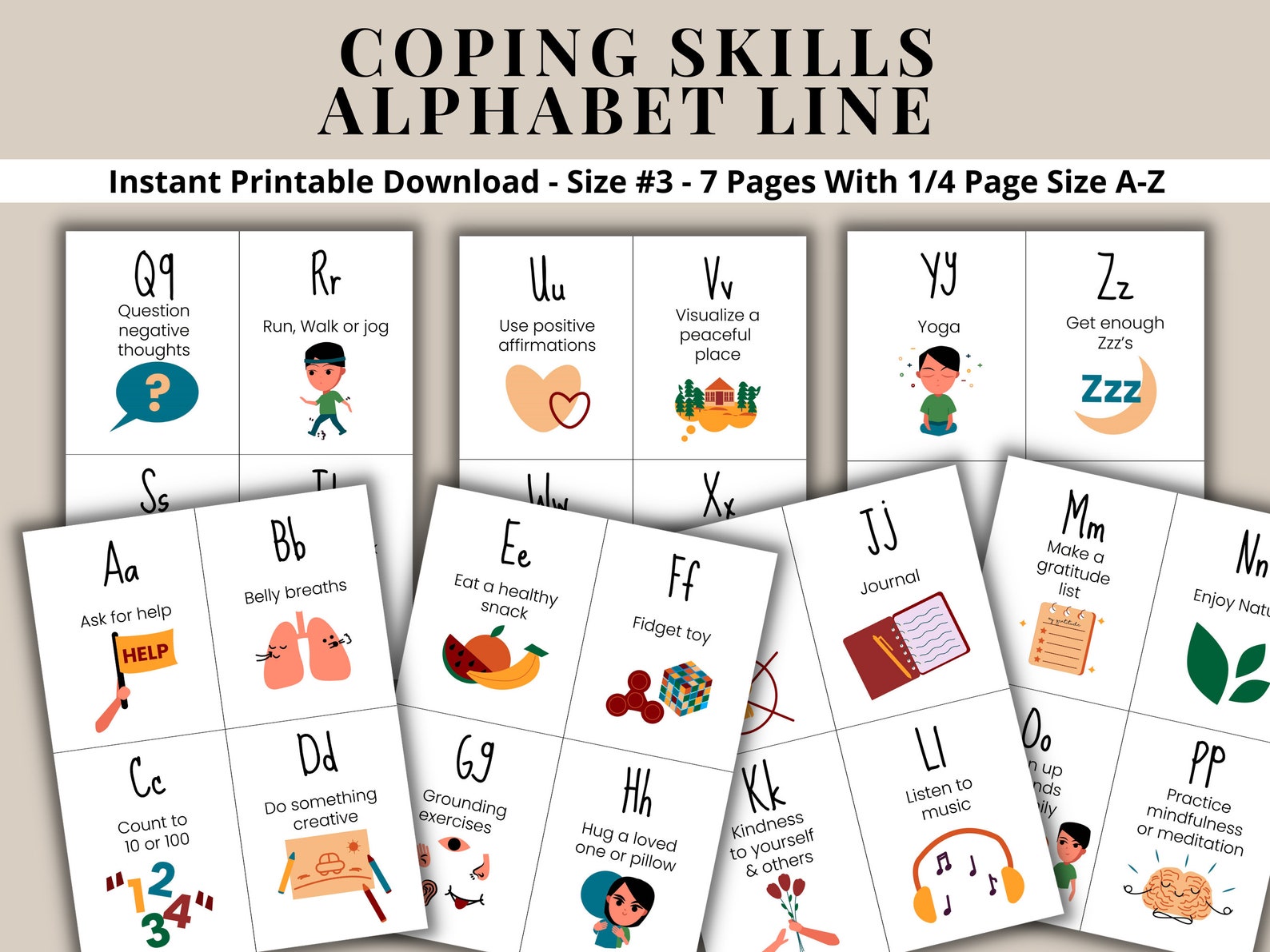 Coping Skills Alphabet Line Printable Posters for Classroom - Etsy Canada