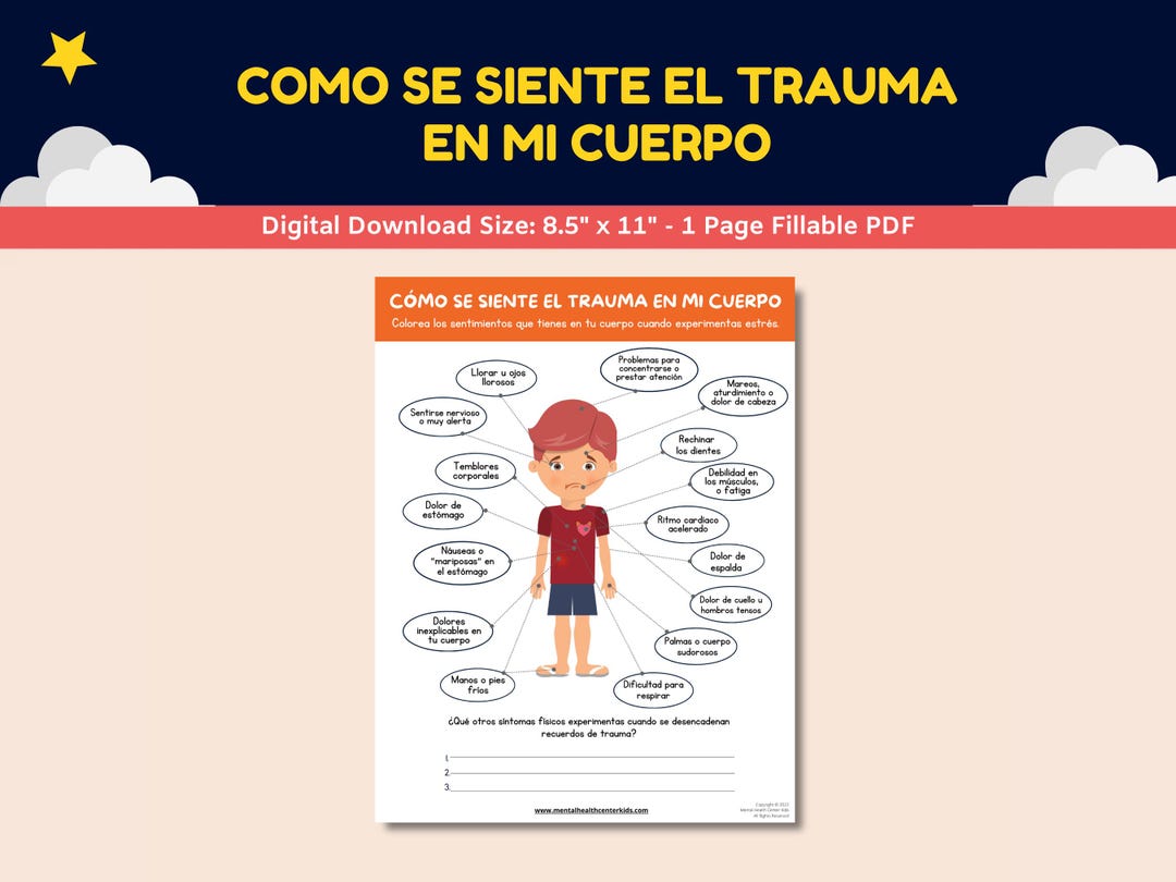 Spanish Trauma/ptsd Worksheet for Kids-teens - Como Se Siente El Trauma ...