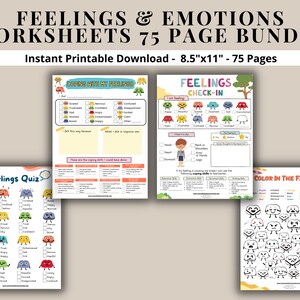 Feelings & Emotions Worksheets Chart 75 Pg Printable - Etsy