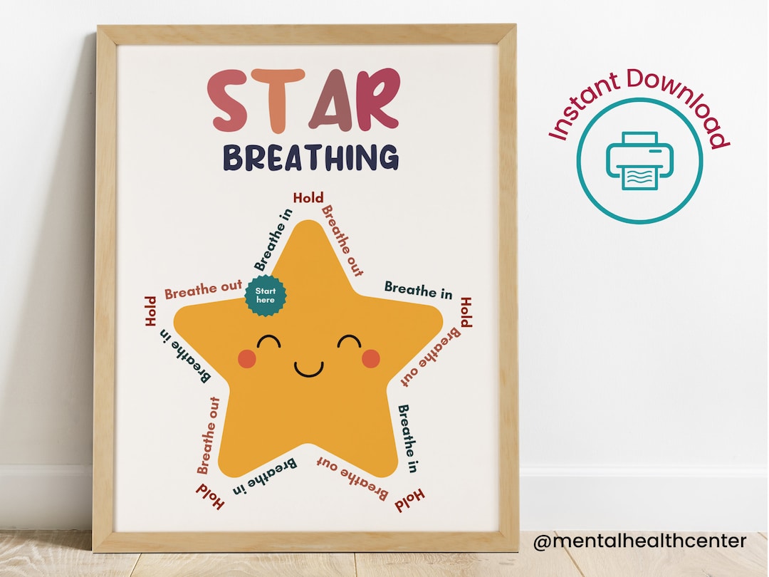 Star Mindfulness Breathing School Social Worker Office Poster for Kids ...