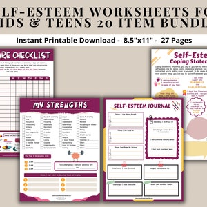 Self-esteem Worksheets 20 Item Printable Bundle for Kids & | Etsy