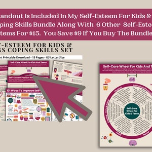 Self Care Wheel for Kids Teens Printable Poster - Trauma Self-esteem ...