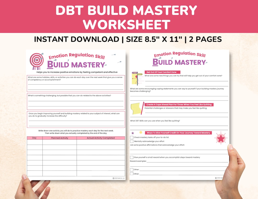 DBT Building Mastery Worksheets 2-pages-emotion Regulation Skills ...
