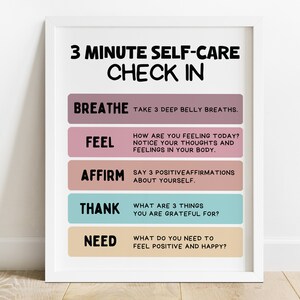 Self-care Check in Poster-social Worker Therapy Office Decor Gift ...