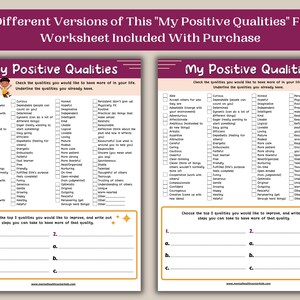 My Positive Qualities Self-esteem Worksheet for Kids Teens Self ...