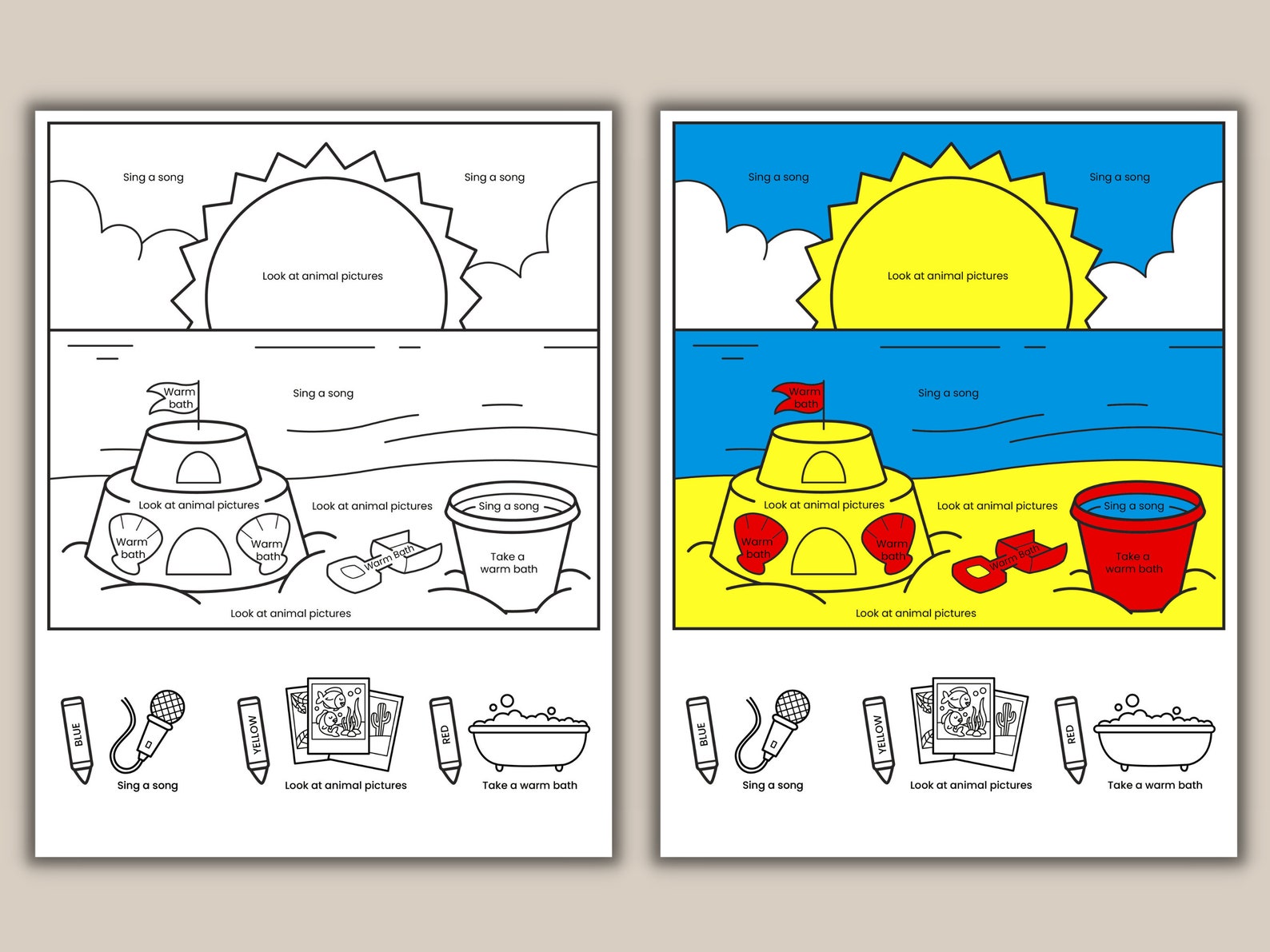 Summer Coloring Pages for Kids-color by Coping Skills Coloring - Etsy