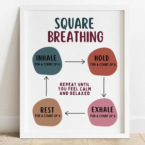 Square Breathing Poster-mindful Breathing Print-therapy Office Decor ...