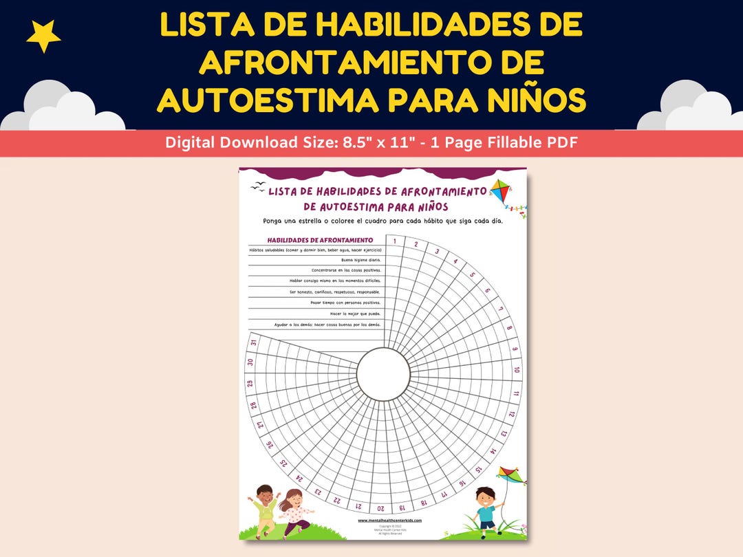 Spanish Self-esteem Worksheet - Lista De Habilidades De Afrontamiento ...