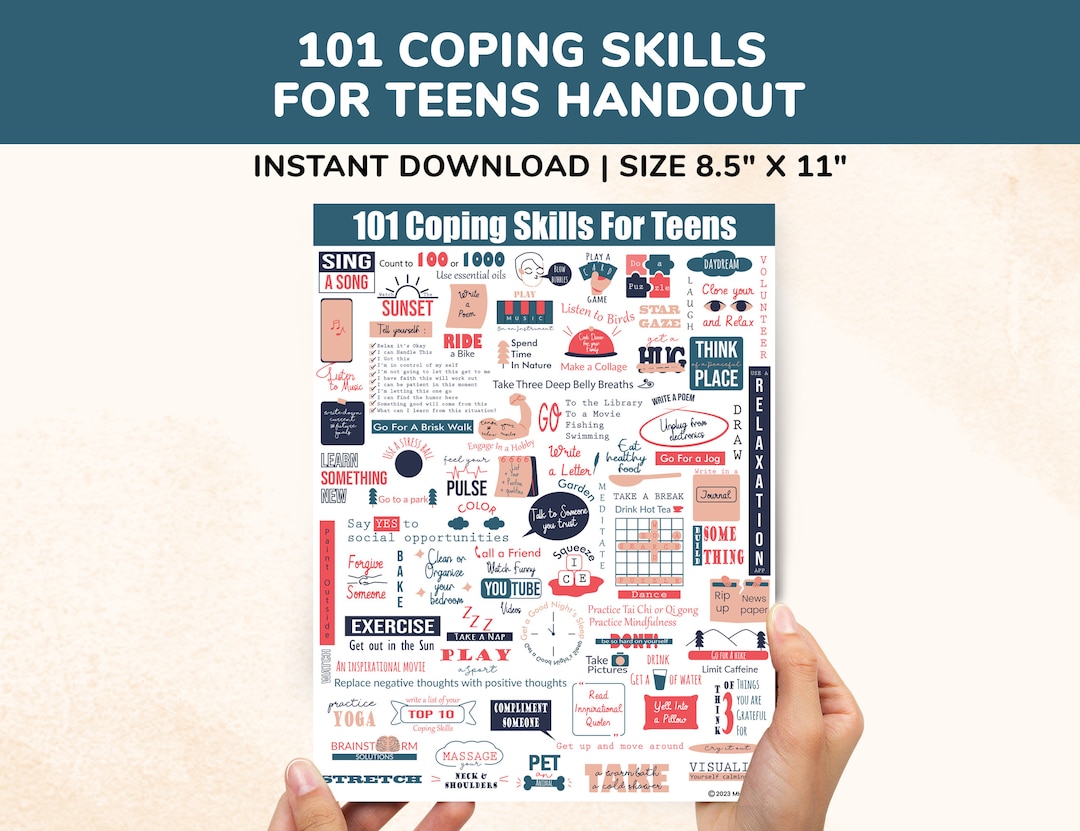 Coping Skills Poster - 101 Coping Skills for Teens Printable Handout ...