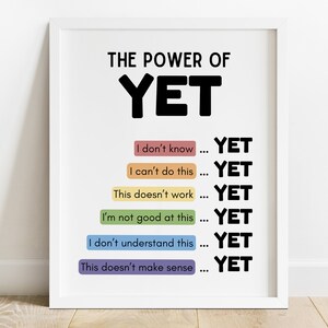 The Power of yet Poster-growth Mindset for Kids-therapy Office Decor ...