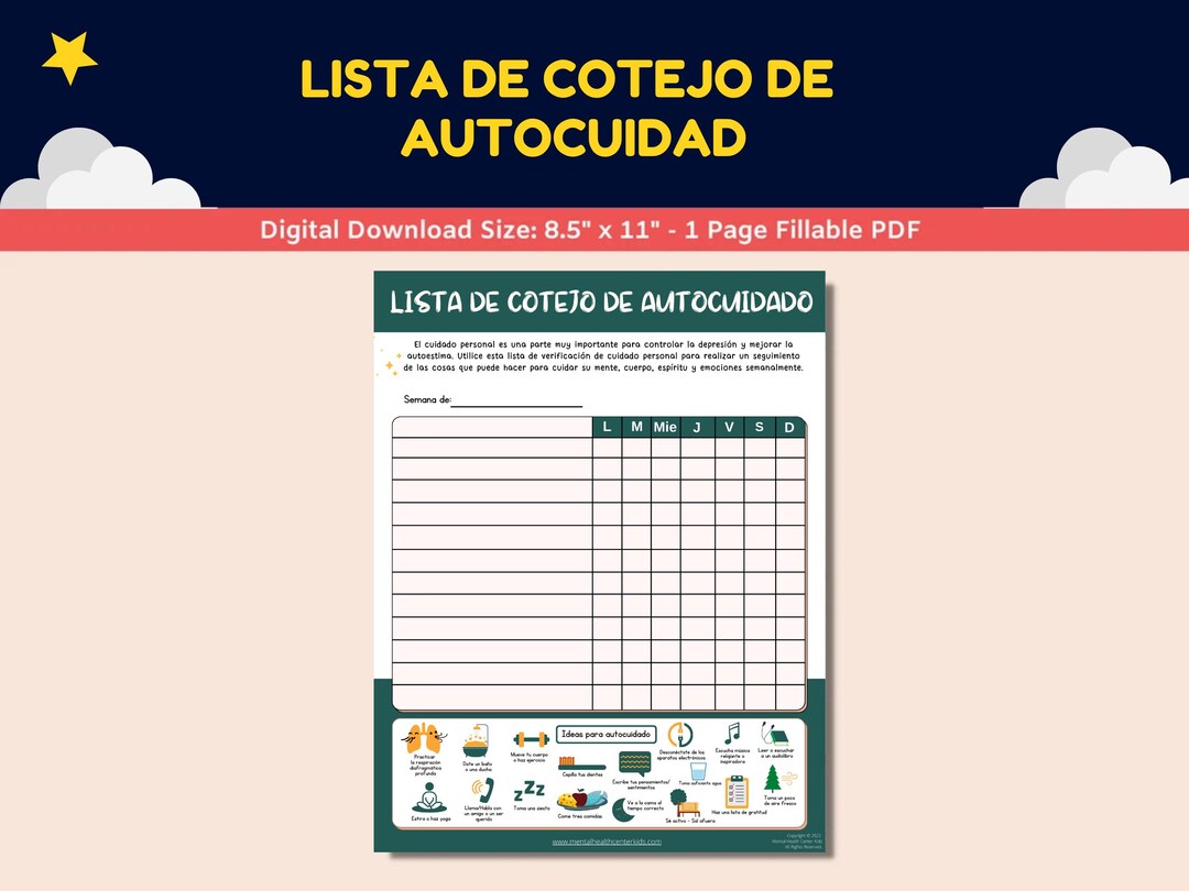 Spanish Depression Worksheet for Kids-teens - Lista De Cotejo De ...