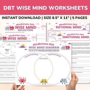 Wise Mind DBT Worksheets 5-pages-mindfulness Skills Pdf-kids-teens ...