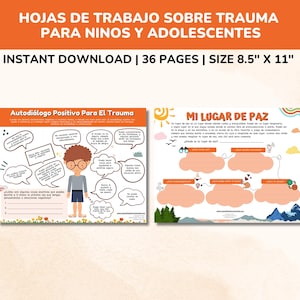 Spanish Trauma/ptsd Worksheets 20 Item Bundle for Kids-teens - Hojas De ...
