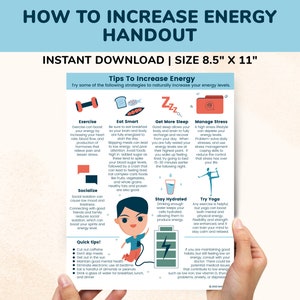 How to Increase Energy Printable Counseling Poster, Energy Chart for ...