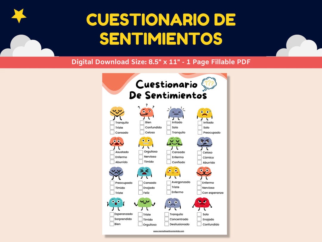 Spanish Feelings/emotions Worksheet for Kids-teens - Cuestionario De ...