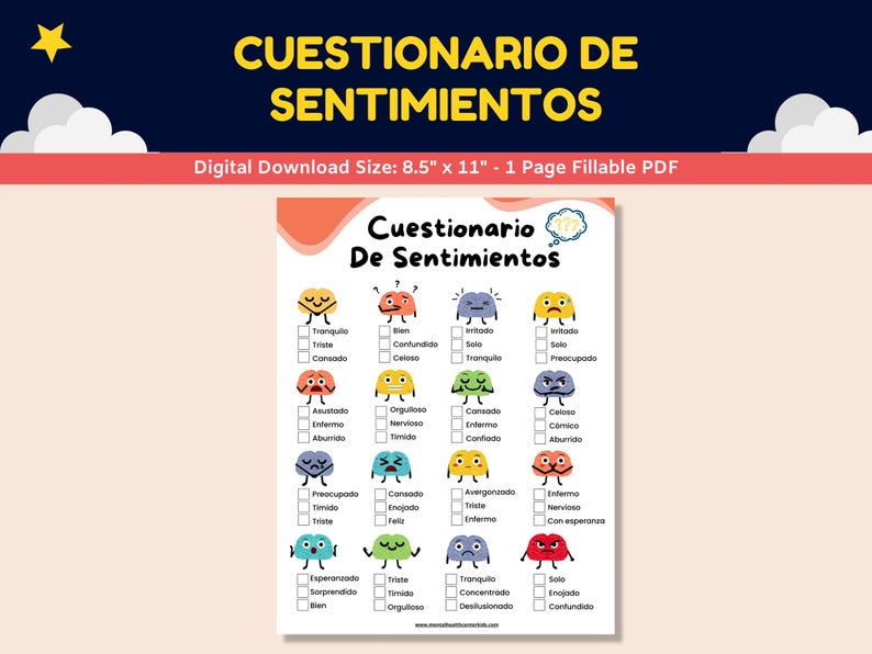 Spanish Feelings/emotions Worksheet for Kids-teens - Cuestionario De ...